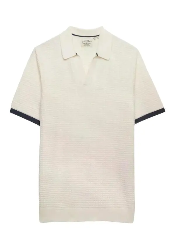 Superdry Johnny Collar Knitted Polo Shirt - Neutrals