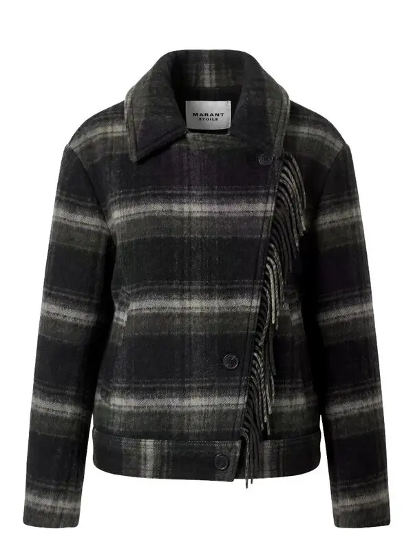 Isabel Marant Étoile Marant Check Fringe-trim Jacket - Black