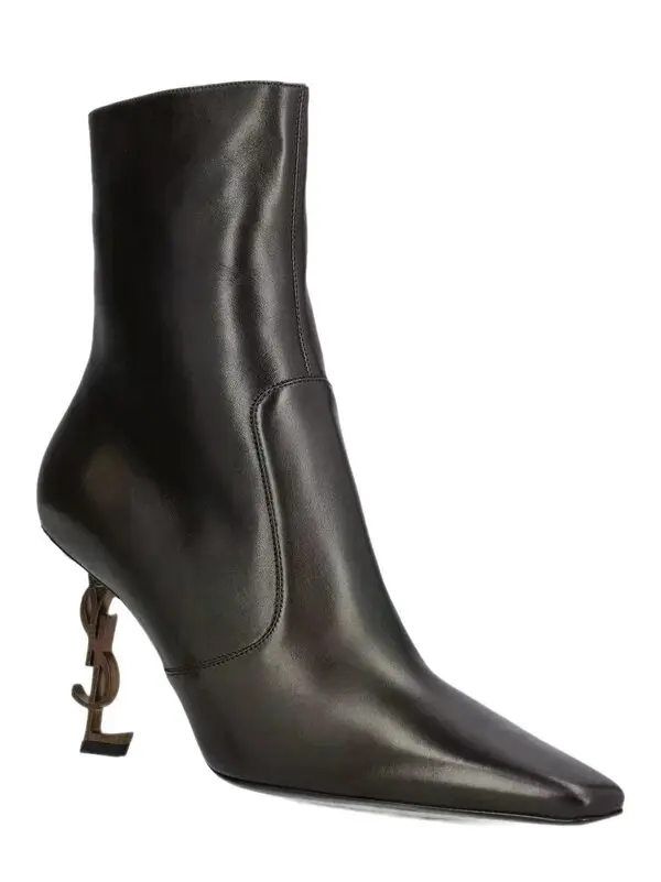 Saint Laurent Opyum Booties In Smooth Leather - Brown
