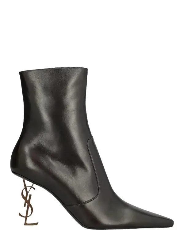 Saint Laurent Opyum Ankle Boots In Smooth Leather - Brown