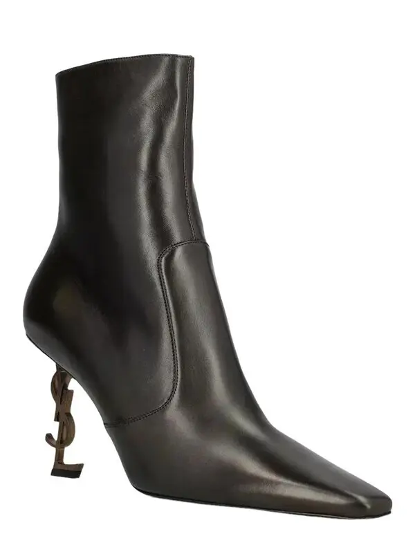 Saint Laurent Opyum Booties In Smooth Leather - Brown