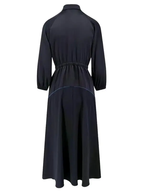 Max Mara Drawstring Silk Maxi Dress - Blue