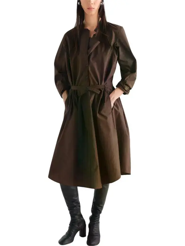 LEMAIRE Sailor Dress In Washed Cotton And Silk Blend - Brown