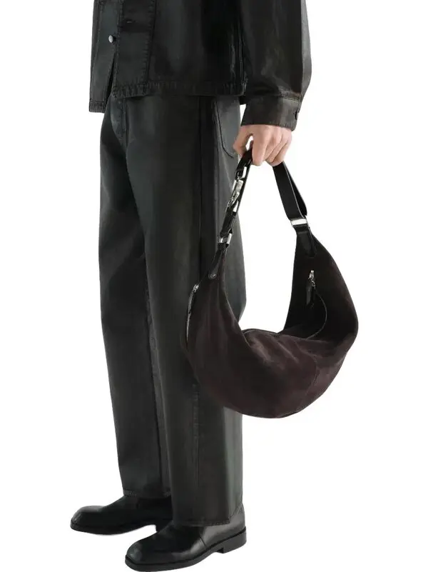 LEMAIRE Quiver Clip Bag In Suede Leather - Brown
