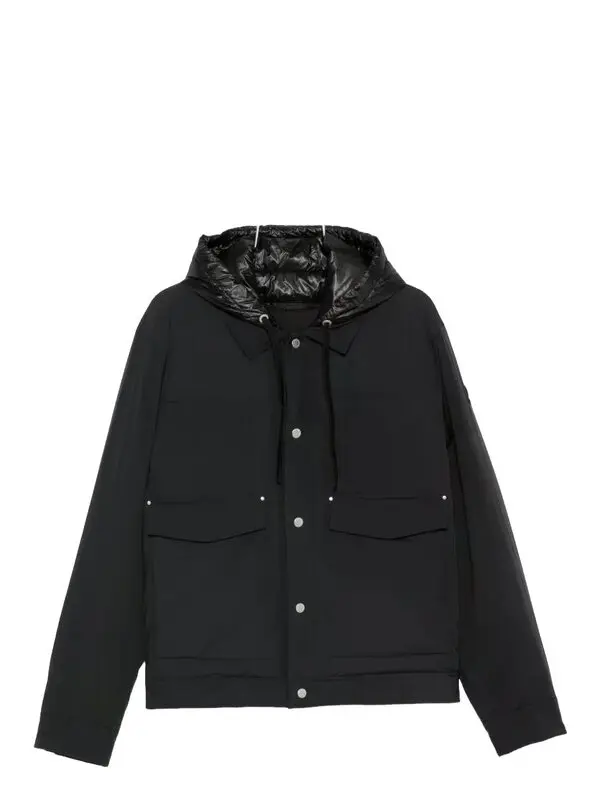 Moose Knuckles Hooded Logo Patch Jacket - Black