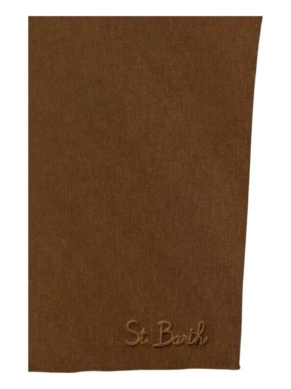 MC2 SAINT BARTH Ada Ribbed-knit Logo-embroidered Tank Top - Brown