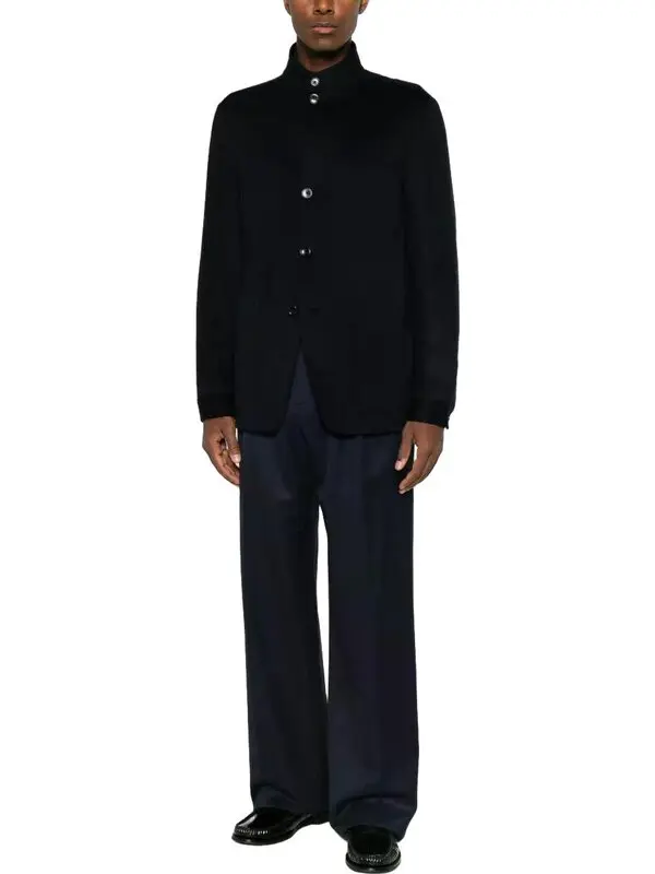 Zegna Mandarin-collar Patch-pocket Jacket - Black