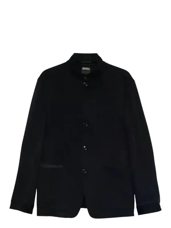 Zegna Mandarin-collar Patch-pocket Jacket - Black