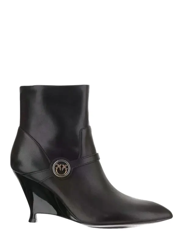 Pinko Love Birds Ankle Boots With Wedge Heel - Black