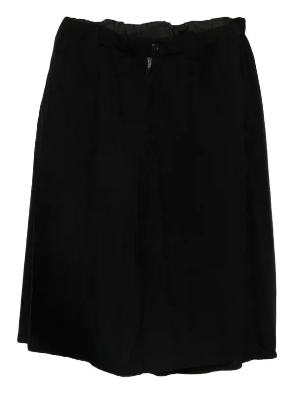 Yohji Yamamoto Wide Leg Elasticated Waistband Shorts - Black