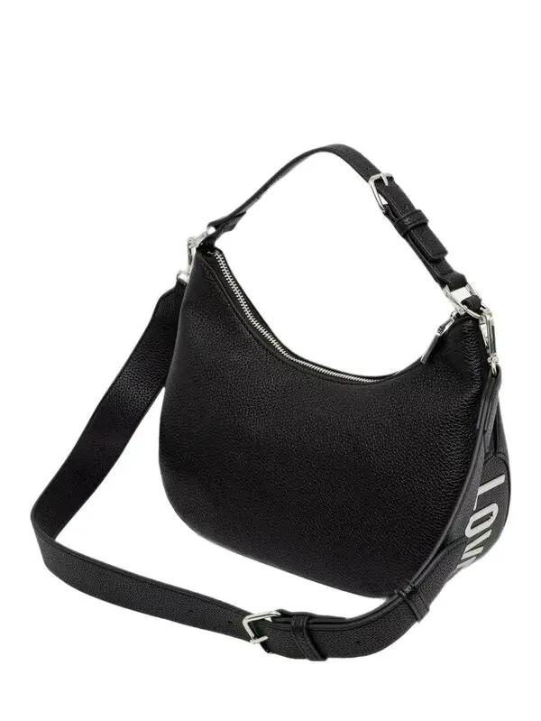 Moschino Logo-lettering Pebbled Shoulder Bag - Black