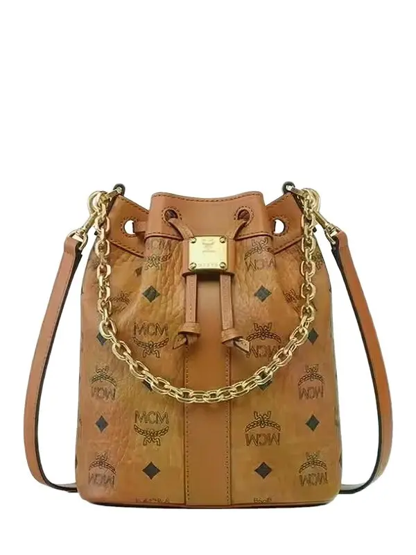 Mcm Mini Dessau Monogram Print Shoulder Bag - Neutrals