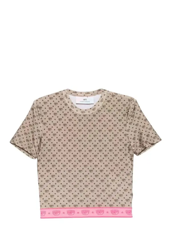 CHIARA FERRAGNI Eyelike-print Cropped T-shirt - Green