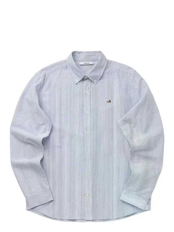 EDMMOND STUDIOS Striped Duck-embroidered Shirt - White