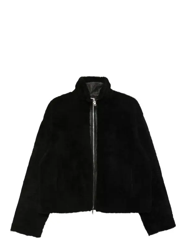 UTZON Shearling Zip-up Reversible Jacket - Black