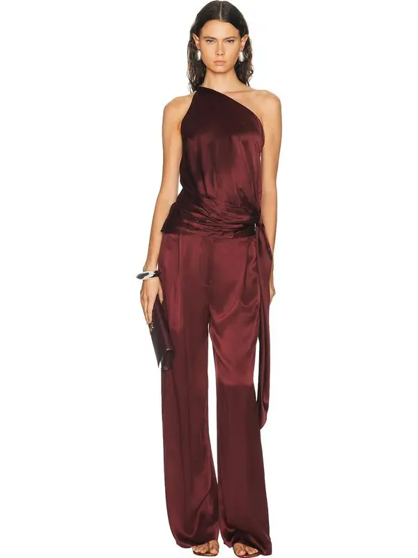 THE SEI Asymmetric Tail Drape Top In Rust - Henna