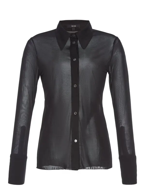 THE PARK Serge Semi-sheer Lyocell Blouse - Black
