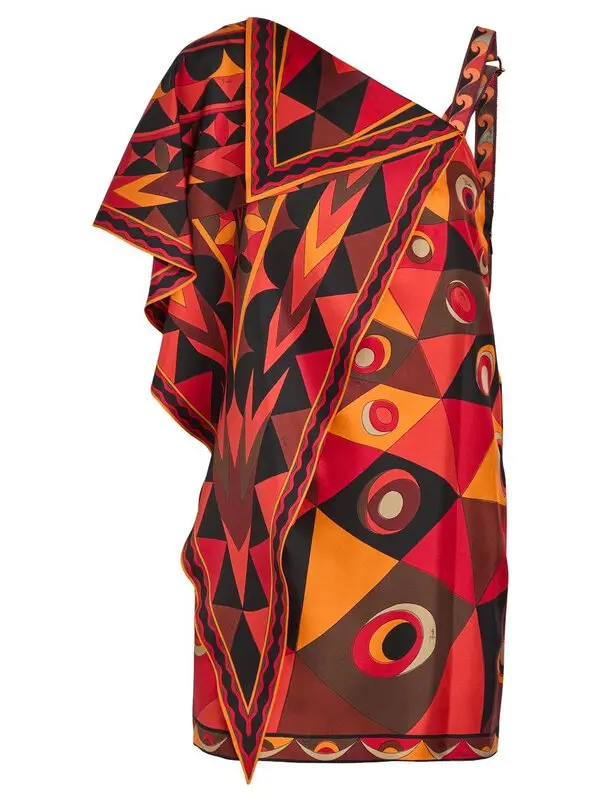 Emilio Pucci Printed Layered Silk-twill Mini Dress - Orange