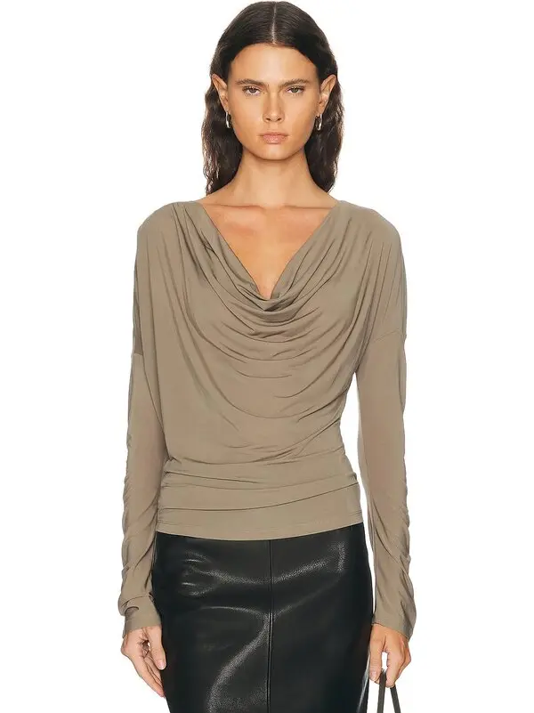 Helmut Lang Cowl Neck Long Sleeve Top - Fallen Rock