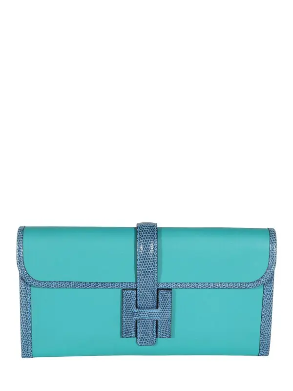 Hermès Swift Lizard Jige Elan Touch 29 Clutch - Blue