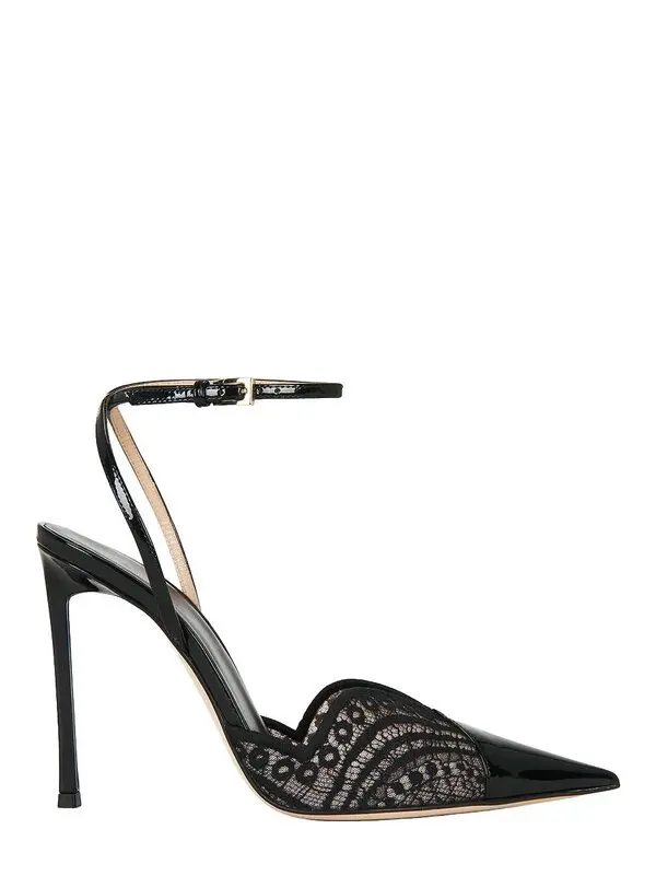 TOM FORD Patent Leather Lace Ankle Strap Pump - Black