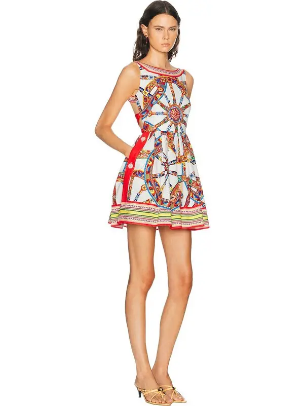 Dolce & Gabbana Heavy Poplin Carretto Print Mini Dress - Multicolor