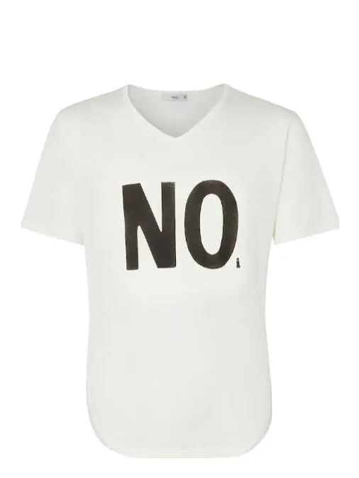 Fendi Noi Printed V-neck T-shirt - White