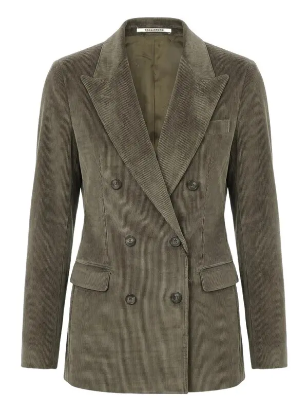 Tagliatore Double-breasted Pinstripe Jacket - Green