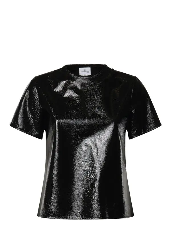 COURREGES Courrèges Vinyl-effect Short-sleeved Top - Black