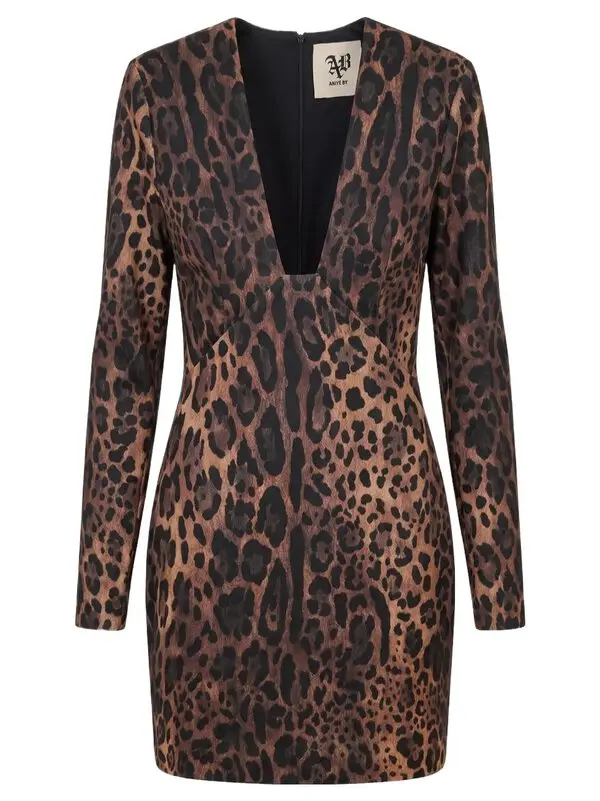 ANIYE BY Ira Leopard-print V-neck Dress - Black