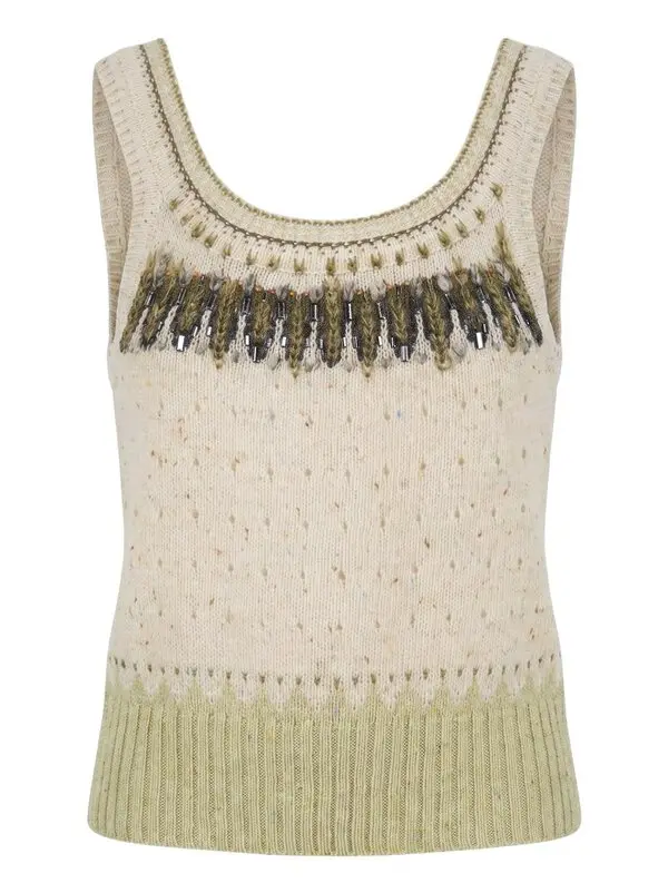 Ermanno Scervino Ribbed Camisole With Graphic Print - Nude