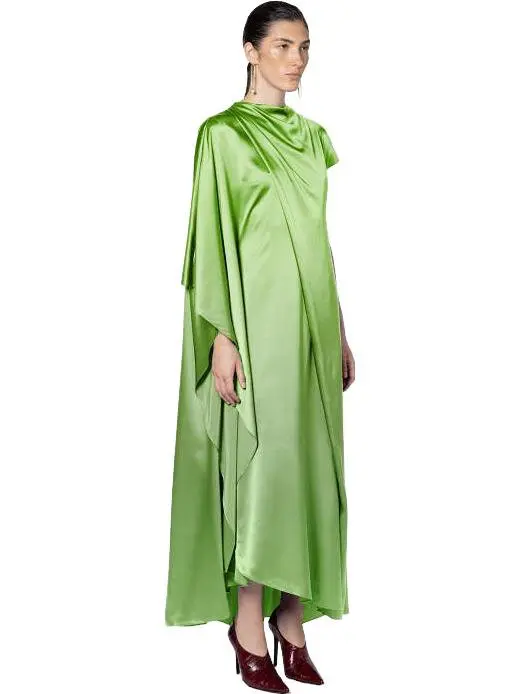 ROKSANDA Green Asytmetric Draped Silk Hiba Dress - Meadow