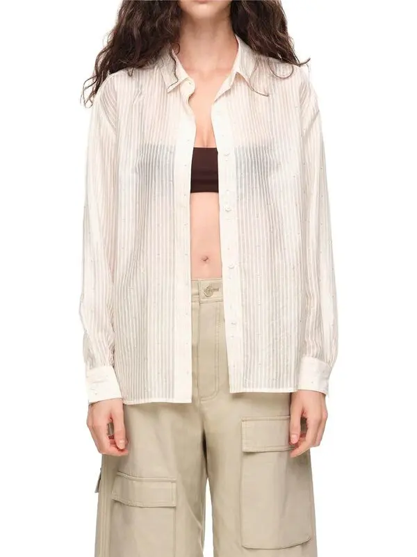 Bimba Y Lola Straight Fit Striped Shirt - Ivory