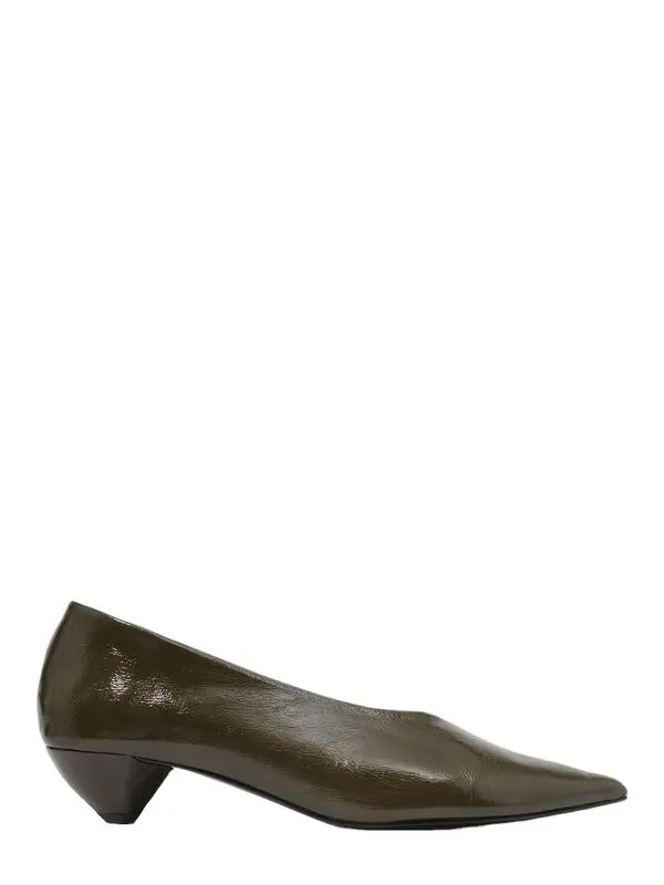 Bimba Y Lola Leather Low Heel Court Shoe - Dark Green