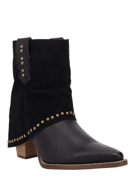 DINGO Off The Cuff Studded Leather Boots - Black