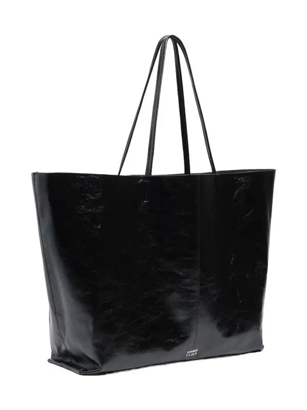 Bimba Y Lola Shiny Leather Maxi Shopper Bag - Black