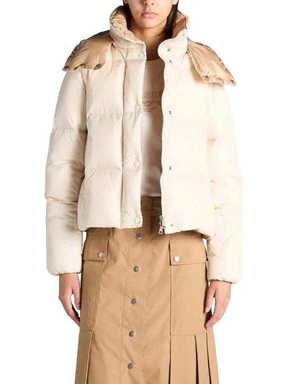 Moncler Castelnew Down & Feather Puffer Jacket - Beige