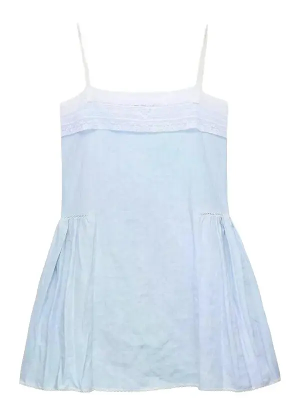 Prada Embroidered Linen Mini-dress - Blue