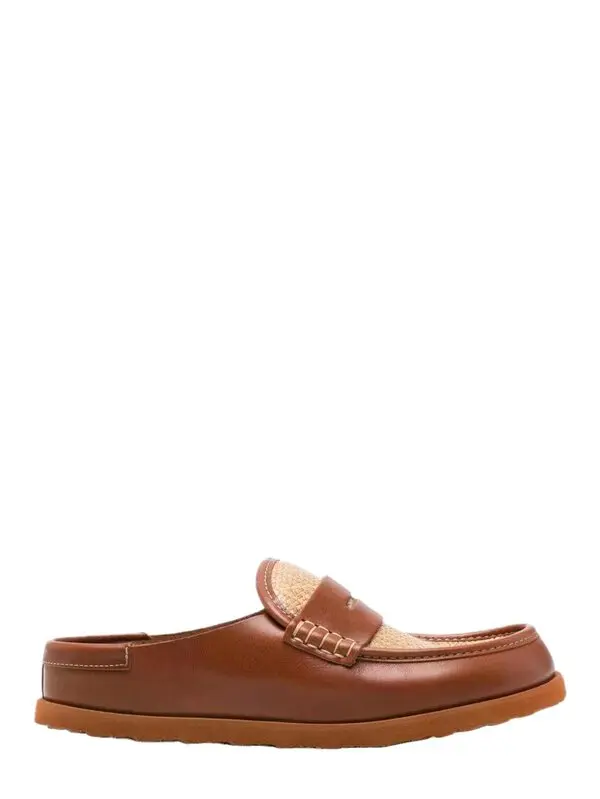 BIRKENSTOCK Naples Raffia-panel Mules - Brown