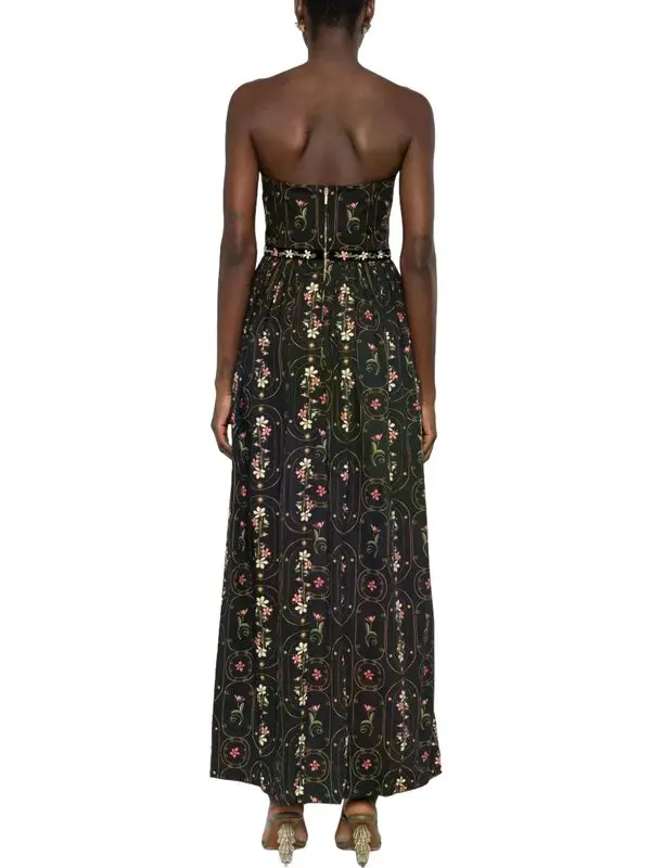 Agua Bendita Lienzo Strapless Floral-print Maxi Dress - Black