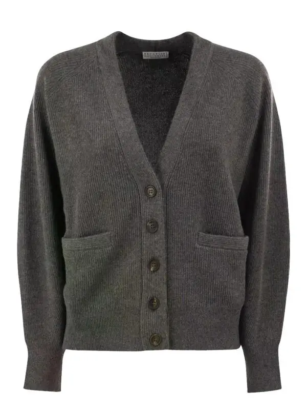 Brunello Cucinelli Ribbed-knit Cashmere Cardigan - Grey