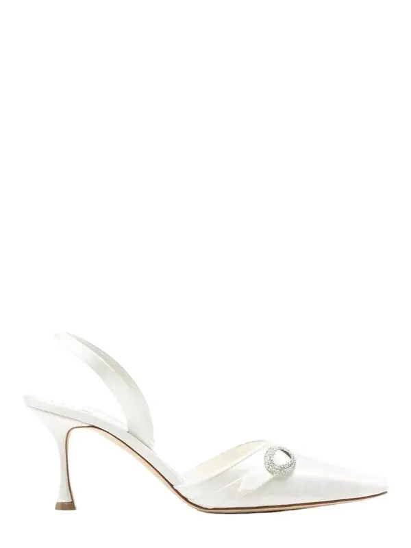 Manolo Blahnik Crystal-embellished Slingback Pumps - White