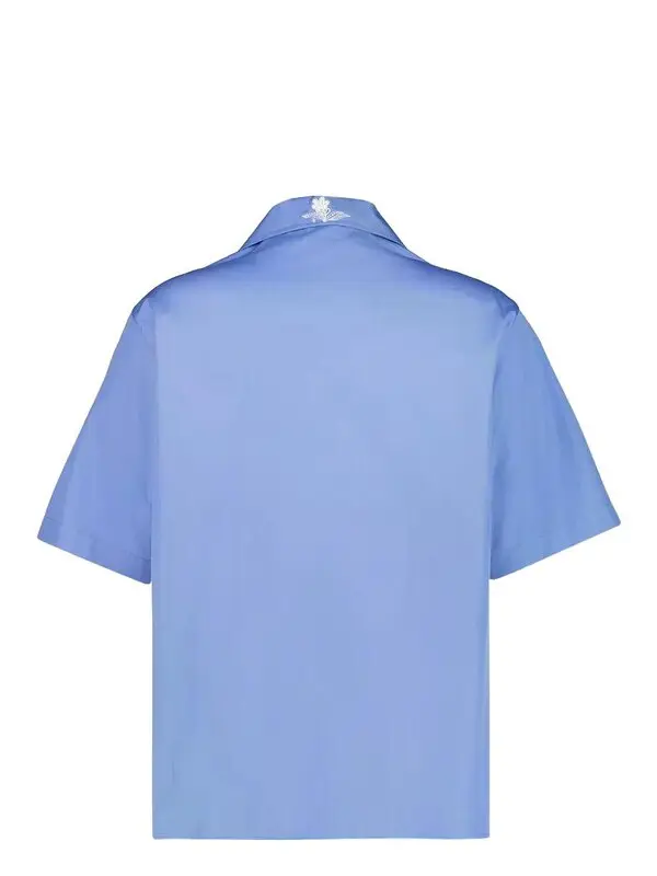 Valentino Garavani Floral-embroidery Short-sleeve Shirt - Blue
