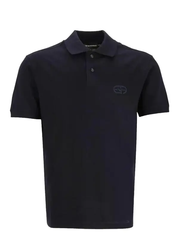 Emporio Armani Jersey Polo Shirt With Embossed Ea Logo Embroidery - Blue