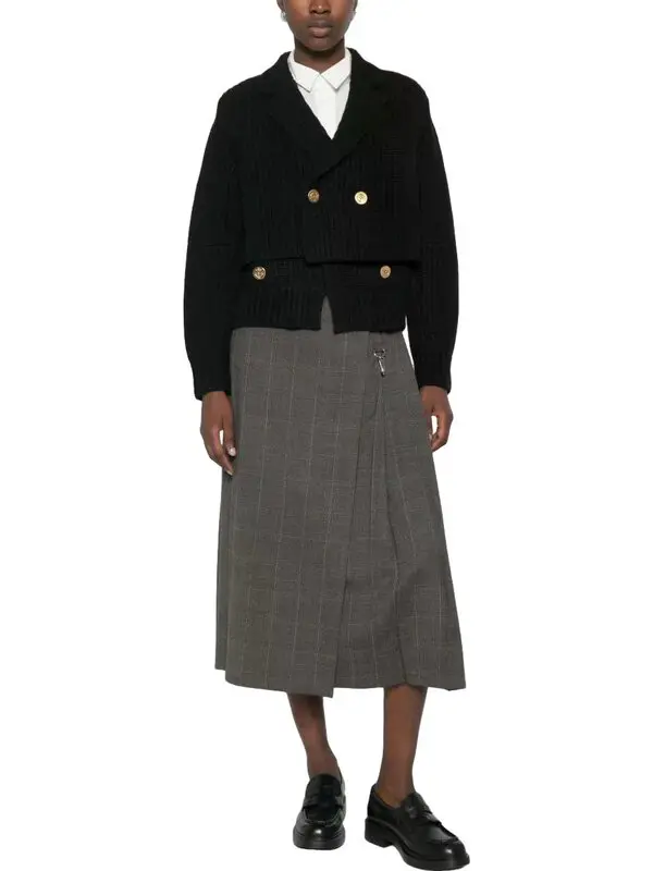 Sacai Double-breasted Ribbed Cardigan - Black