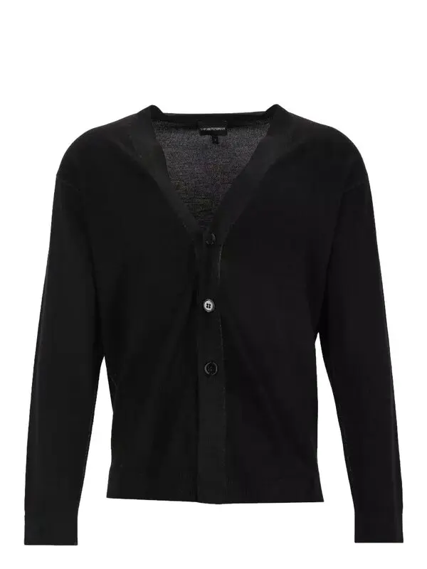 Emporio Armani Virgin Wool Knitted Cardigan - Black