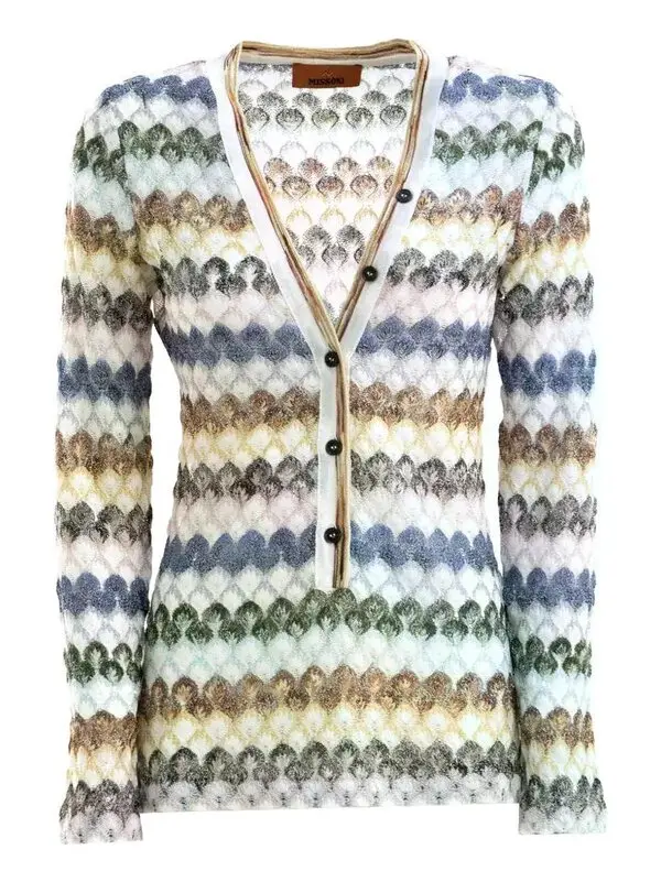 Missoni Zigzag Knit V-neck Sweater - White