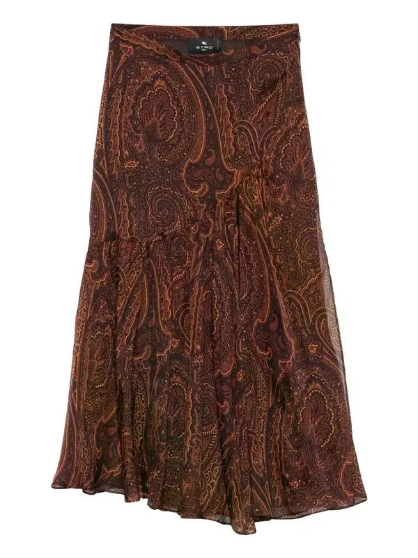 Etro Paisley-print Midi Skirt - Brown