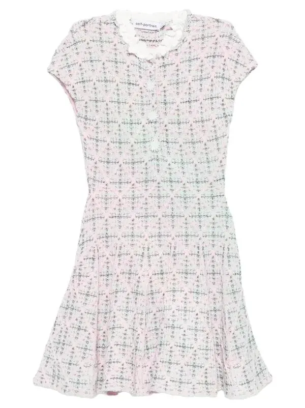 SELF-PORTRAIT Diamond-pattern Mini Dress - Pink