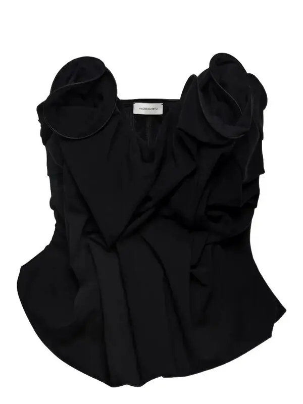 Magda Butrym Rose-detail Strapless Top - Black